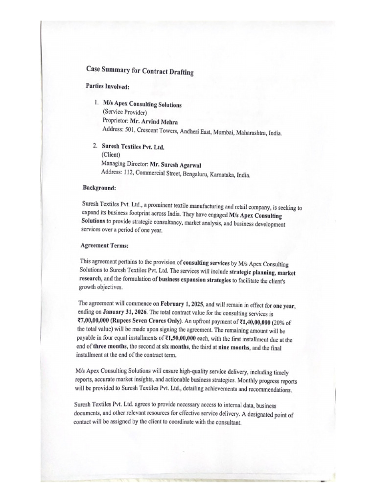 Case Summary For Contract Drafting | PDF