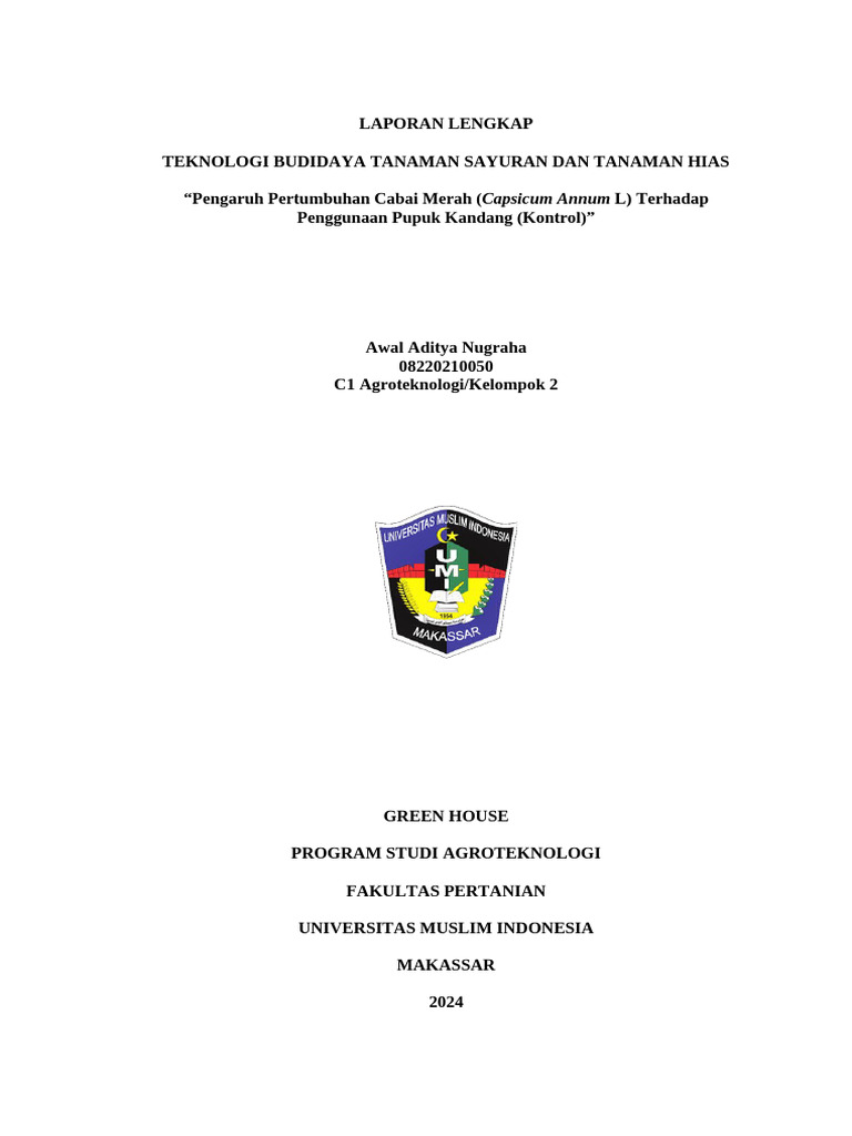 LAPORAN PRAKTIKUM Bdt Sayuran awal - Copy | PDF