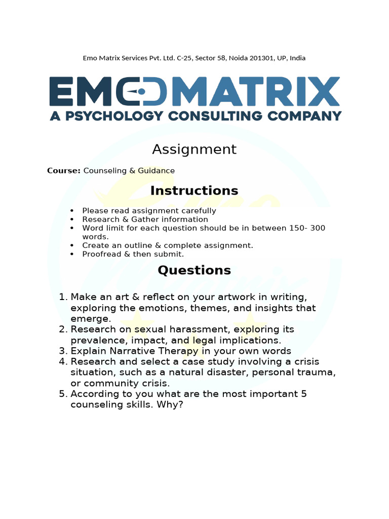 Counseling & Guidance Assignment | PDF