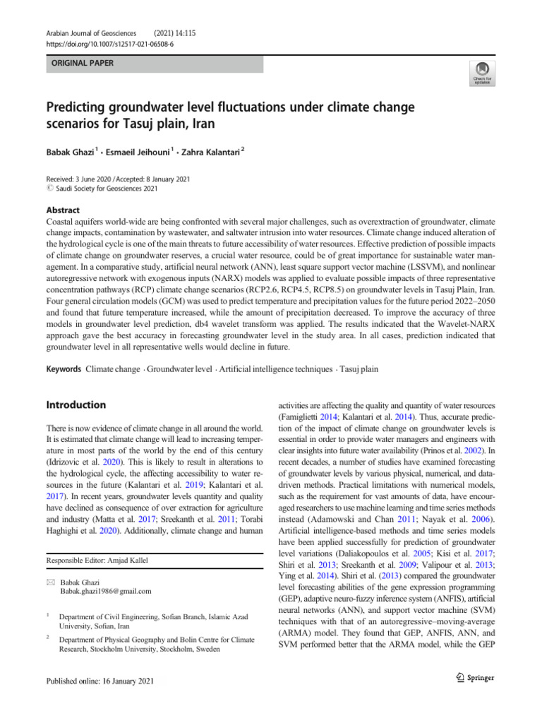 Predicting groundwater level fluctuations under climate change ...