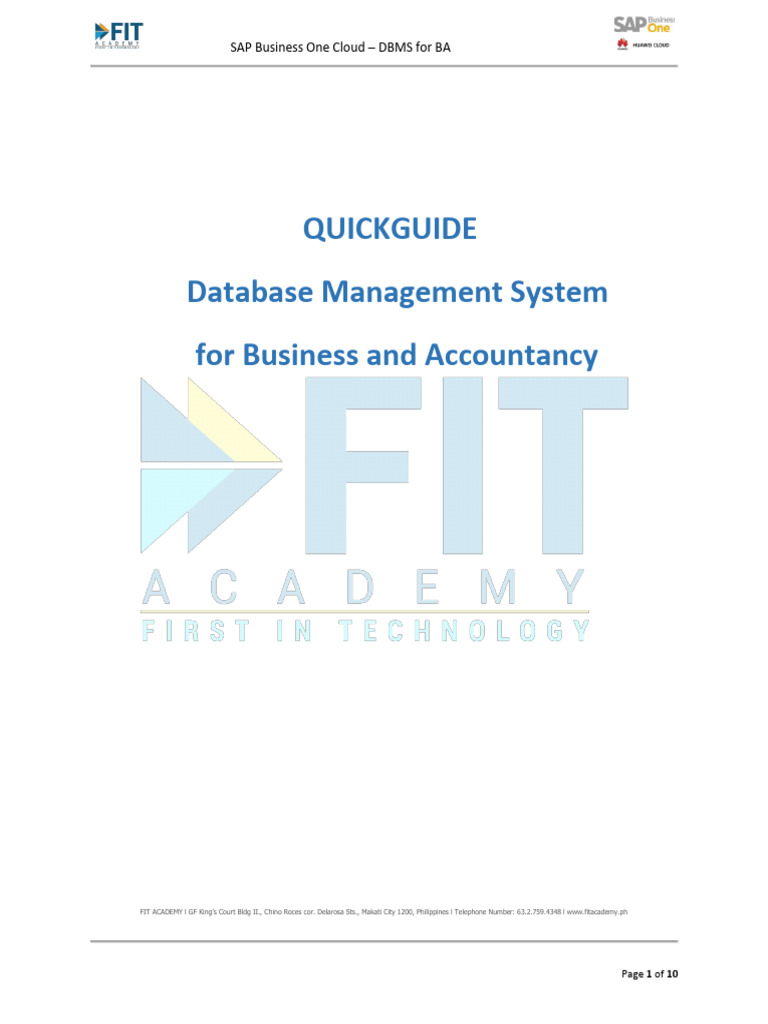 SAP B1 Cloud SQL Quick Guide | PDF | Sql | Databases