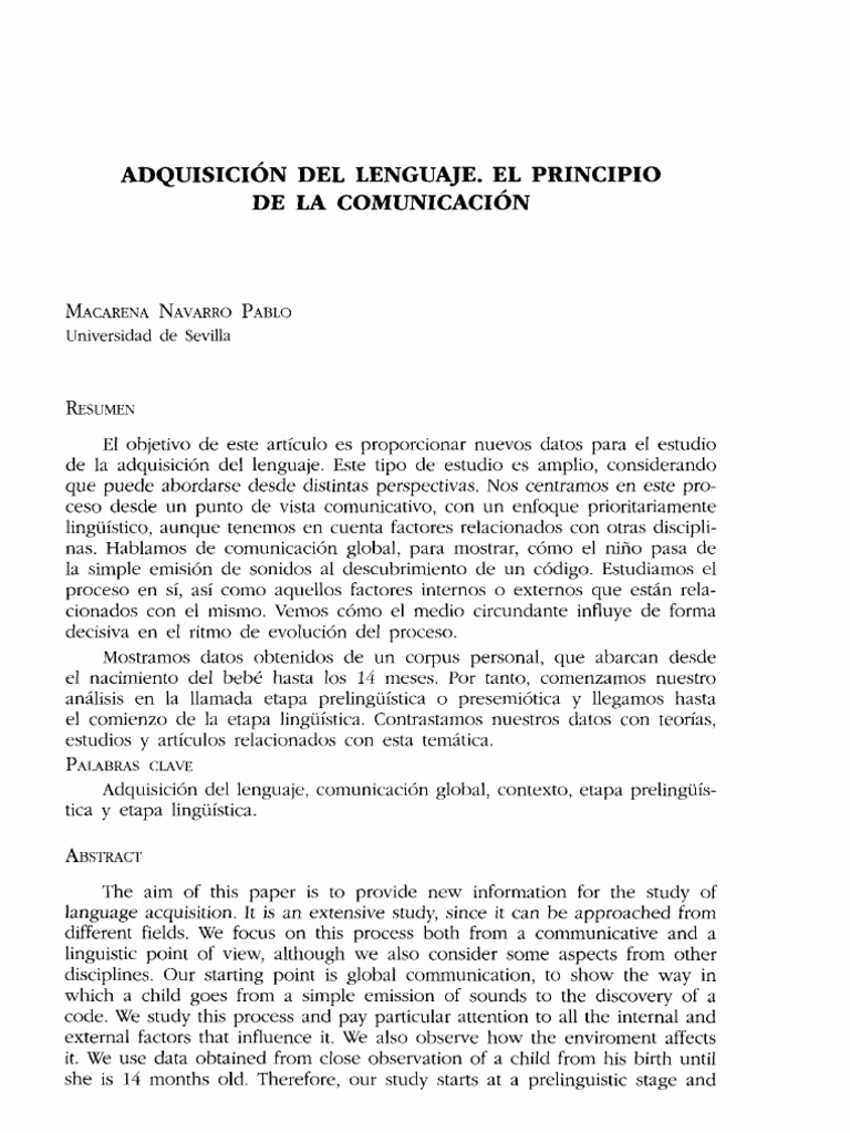Adquisición del Lenguaje Infantil | PDF | Aquisición de idioma | Palabra