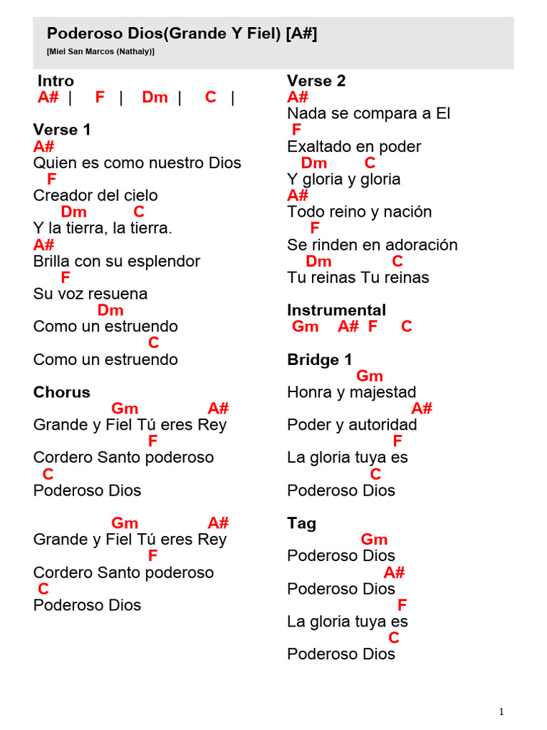 Poderoso Dios(Grande Y Fiel) - A | PDF