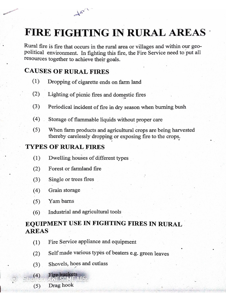 Fire Fighting in Rural Area | PDF