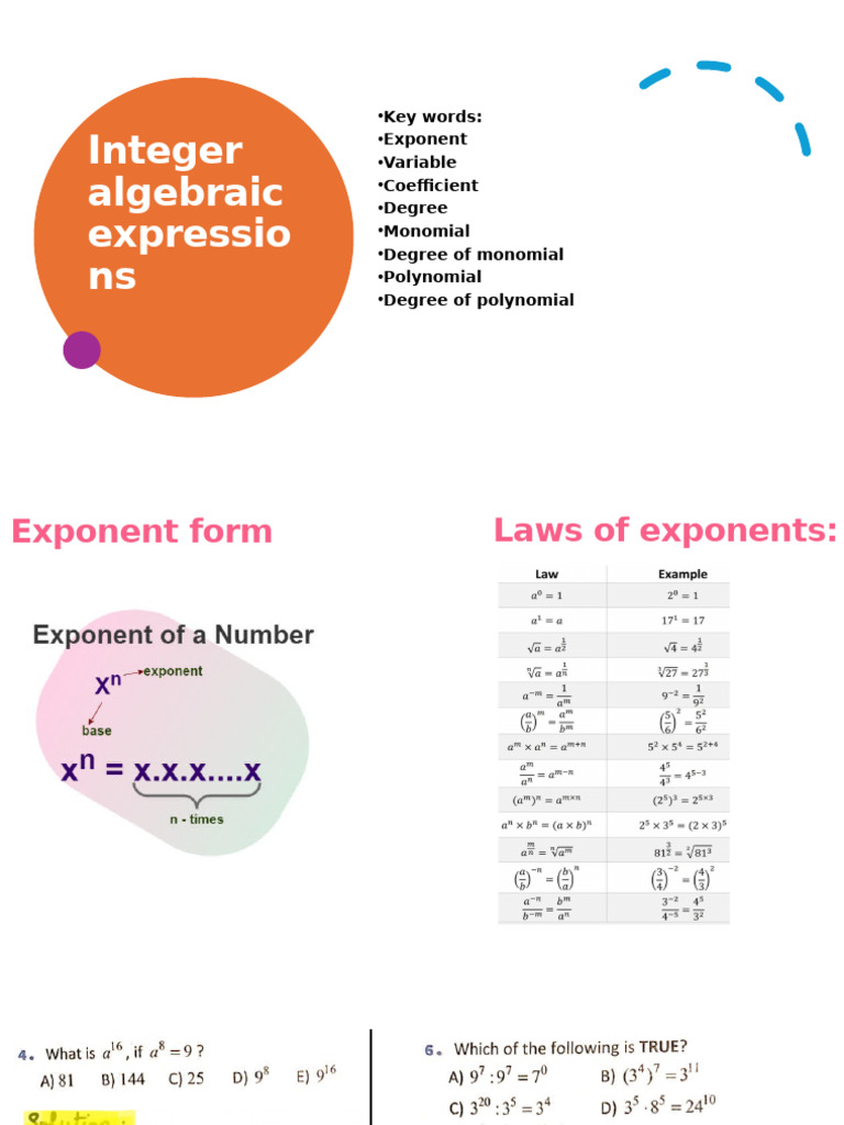 integer algebraic expressons - 1 | PDF