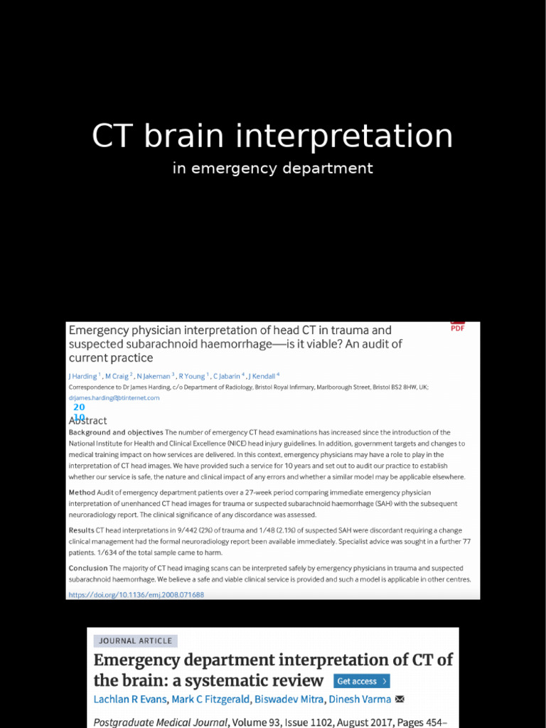CT Brain Interpretation | PDF | Clinical Medicine | Medical Specialties