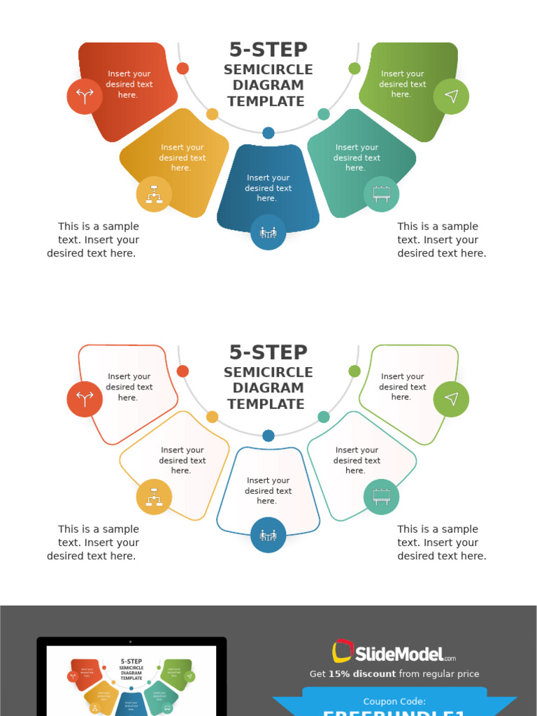 FF0486!01!5 Step Semicircle Diagram Slide Template 16x9 1 | PDF