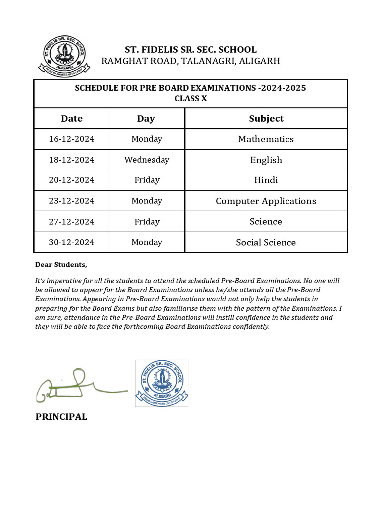 PreBoard Datesheet-X | PDF