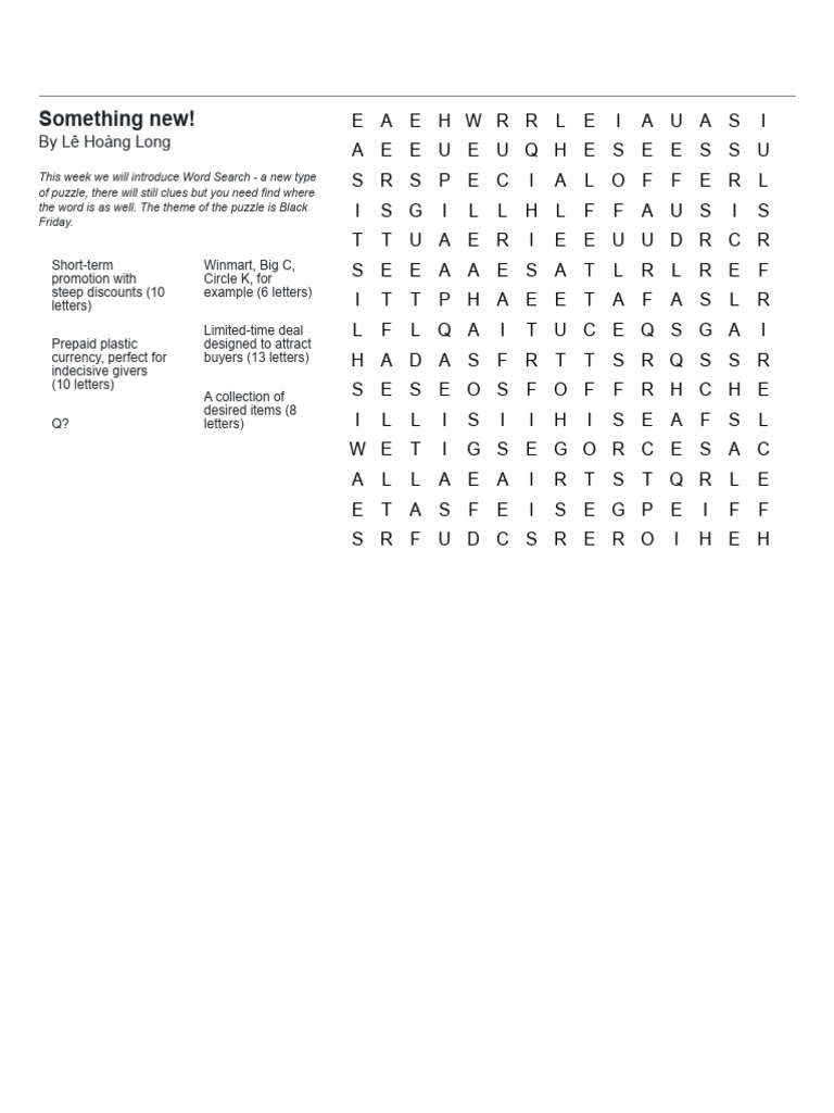 Black Friday Word Search Puzzle | PDF