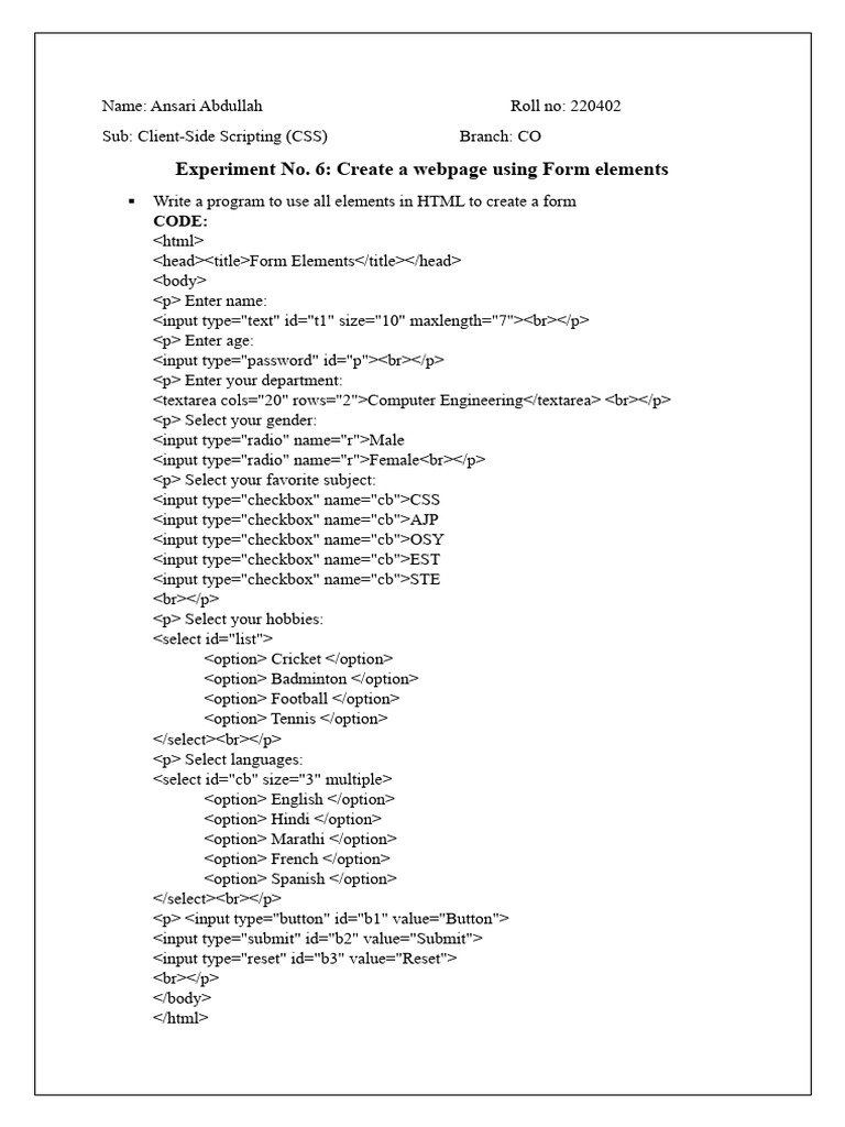 CSS - Exp 6 - PDF - UPDATED TUESDAY | PDF