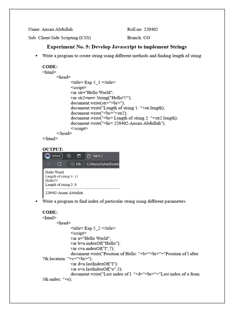 CSS - Exp 5 - PDF - UPDATED TUESDAY | PDF | String (Computer Science) | Computer Science