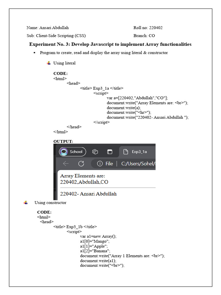 CSS - Exp 3 - PDF - UPDATED TUESDAY | PDF | Java Script | Algorithms And Data Structures