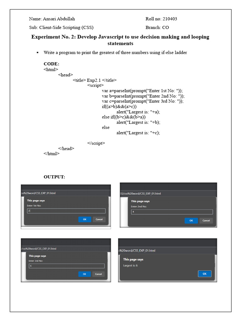 Css Exp 2 Pdf Updated Monday Pdf Software Development Computer Programming