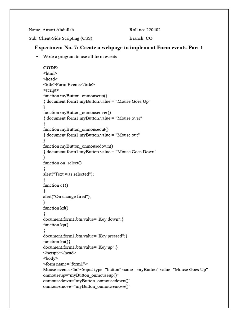 Css Exp 7 PDF Updated Tuesday | PDF | Dynamic Web Page | Computer File Formats