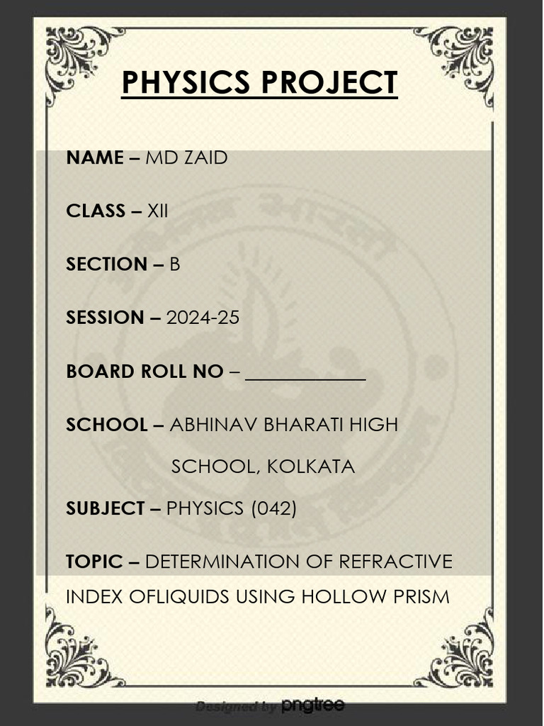 Physics Project | PDF | Refraction | Optics Physics Project | PDF | Refraction | Optics