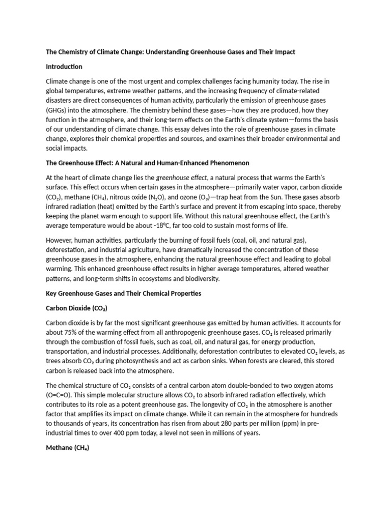 Greenhouse Gases and Climate Change Impact | PDF | Greenhouse Gas ...