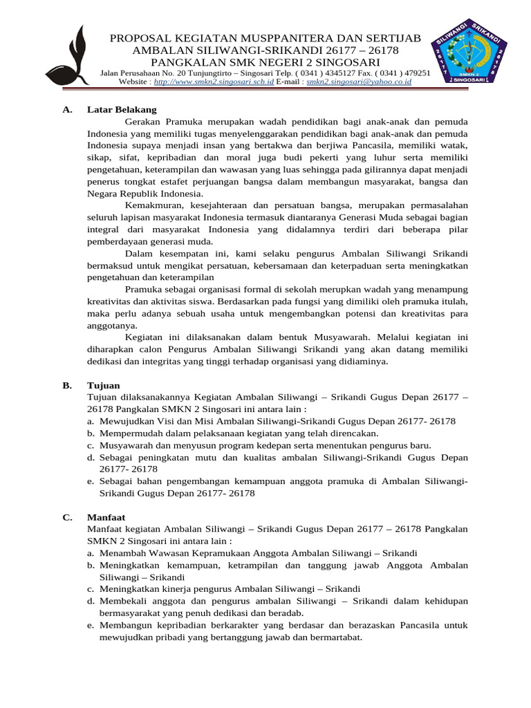 Proposal MUSPANITERA Dan Sertijab | PDF