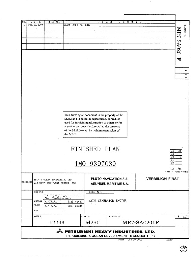 M201-0001-0071 Main Generator Engine | PDF