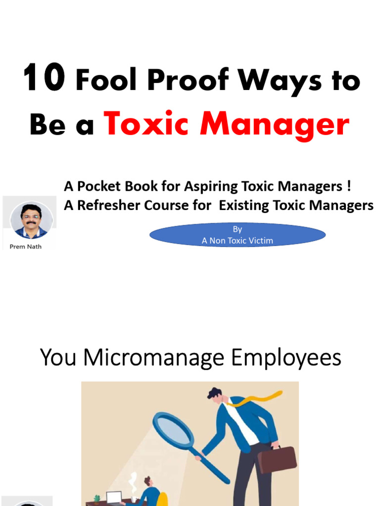 Toxic Management: A Guide for Managers | PDF