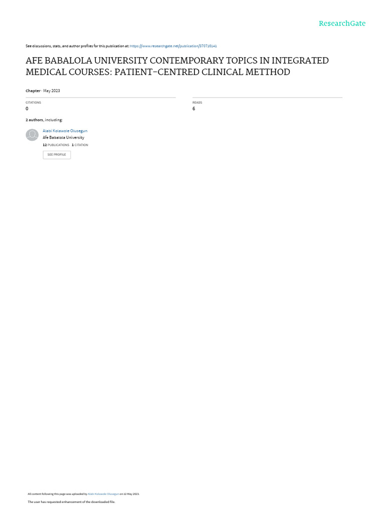 BookChapter PatientCentredClinicalMethod | PDF | Medicine | Physician