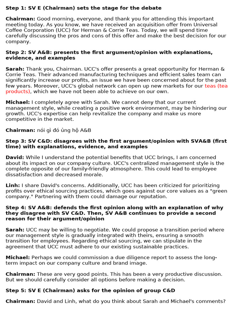 SPEAKING DEBATE SCEN 1 | PDF | Negotiation | Business
