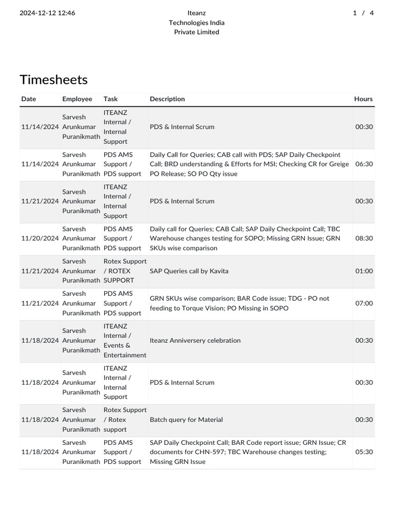 Timesheets (1) | PDF