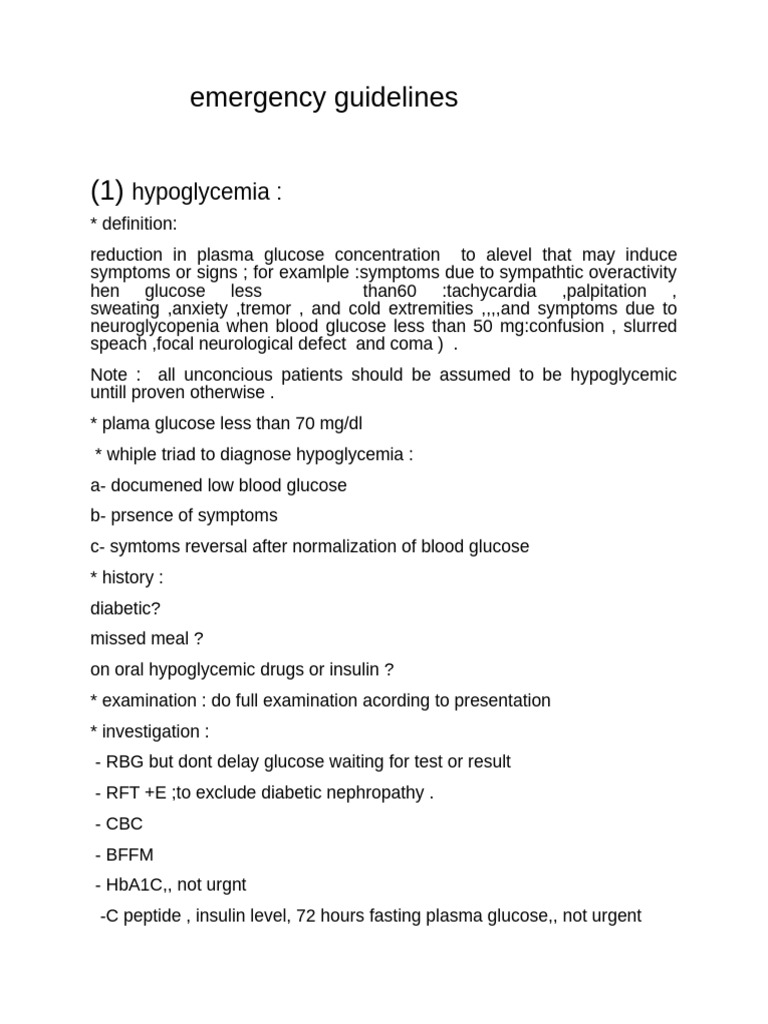Emergency Protocols Edited | PDF | Hypoglycemia | Meningitis