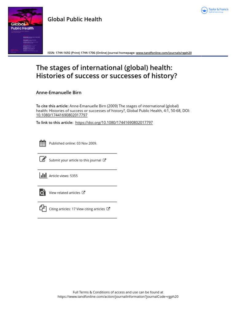 Stages of Success in Global Health History | PDF | World Health ...