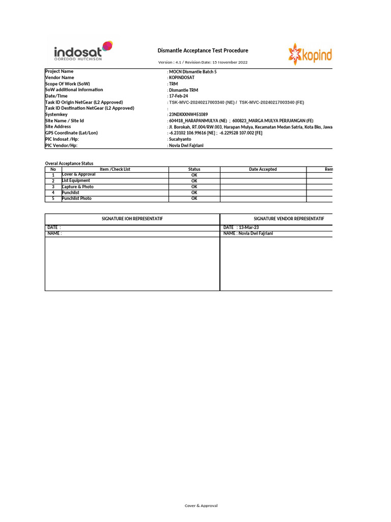 Harapanmulya TRM Dism Atp Dism. Mocn Batch 5 Kopindosat | PDF ...