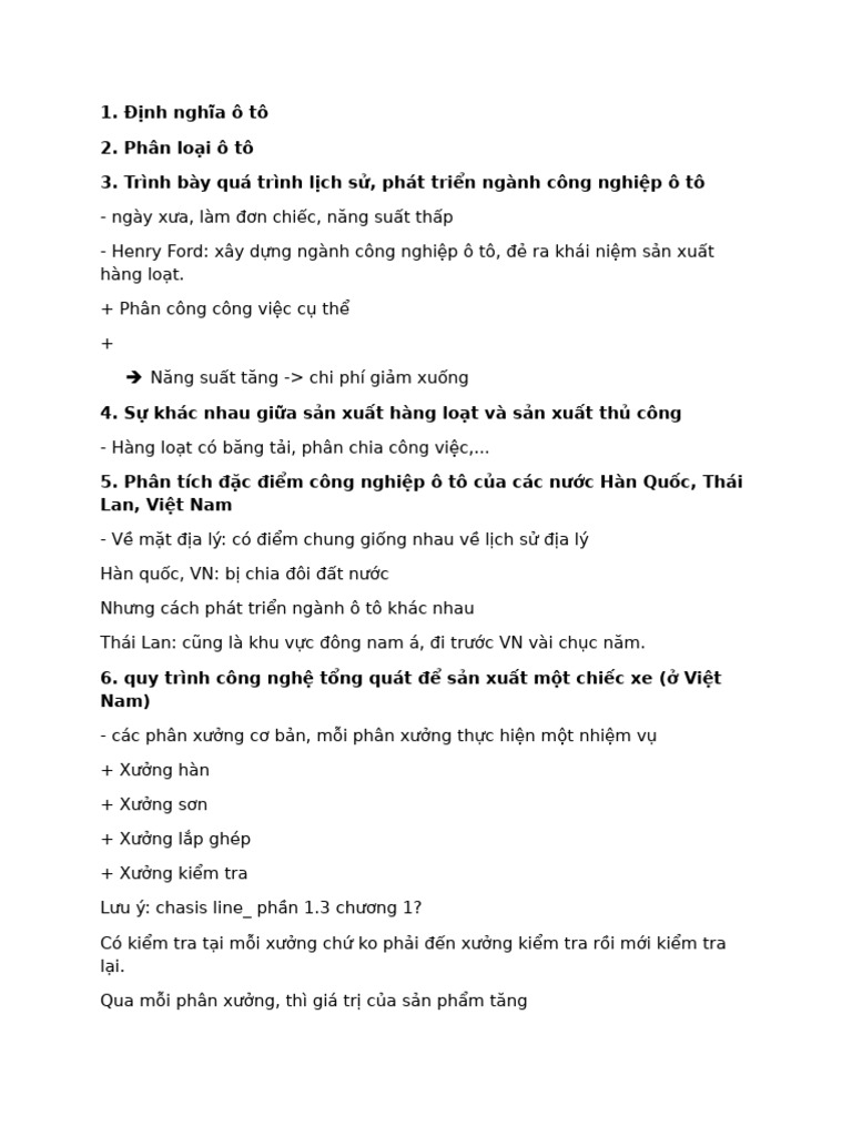 Câu hỏi ôn thi CNOTO | PDF