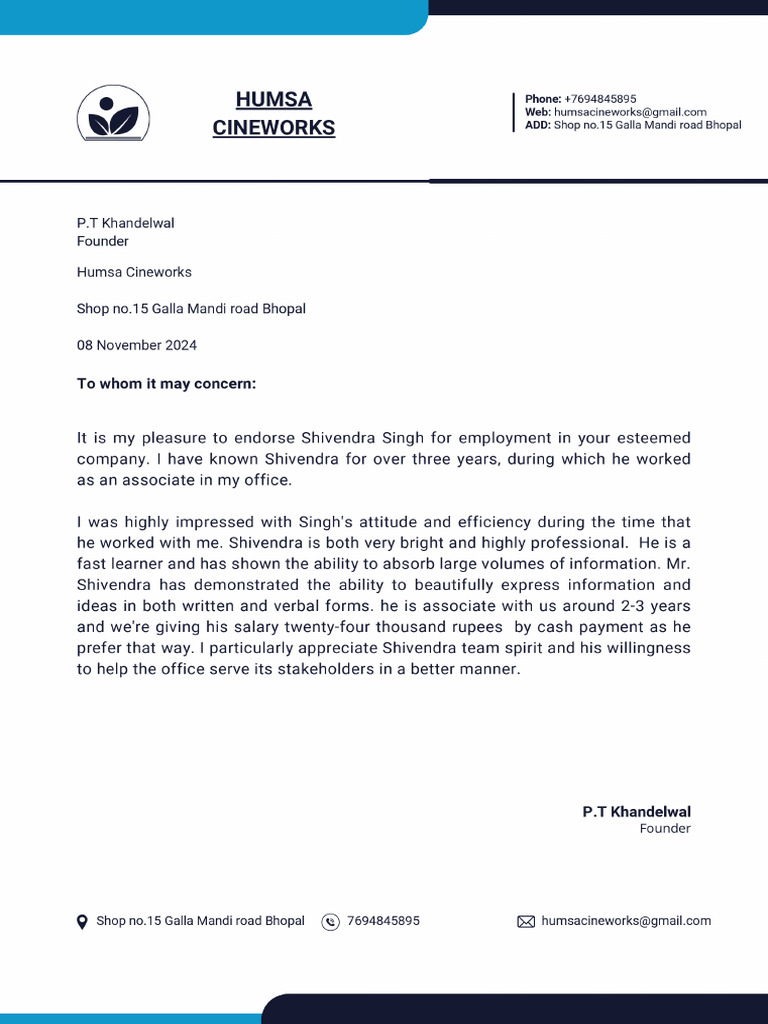 Dark Blue Formal Minimalist Company Letterhead | PDF