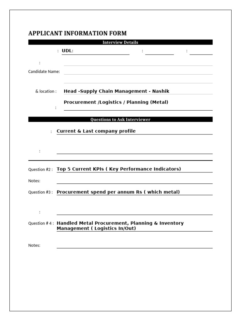 Applicant Information Form | PDF