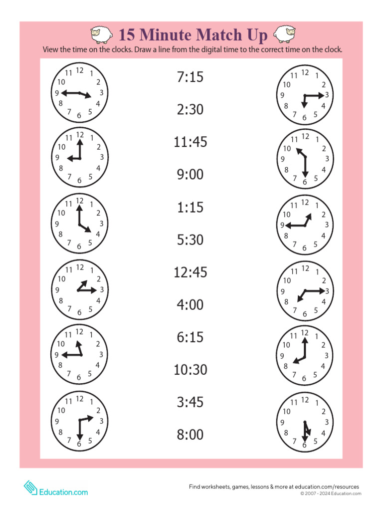 Telling Time Quarter Hour 2 | PDF