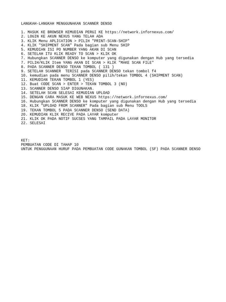 Tutorial Menggunakan Scanner Denso | PDF