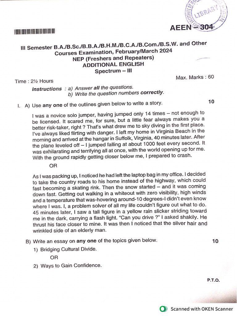 3BA, BBA, BCA, BCOM Additional Eng 2024 | PDF