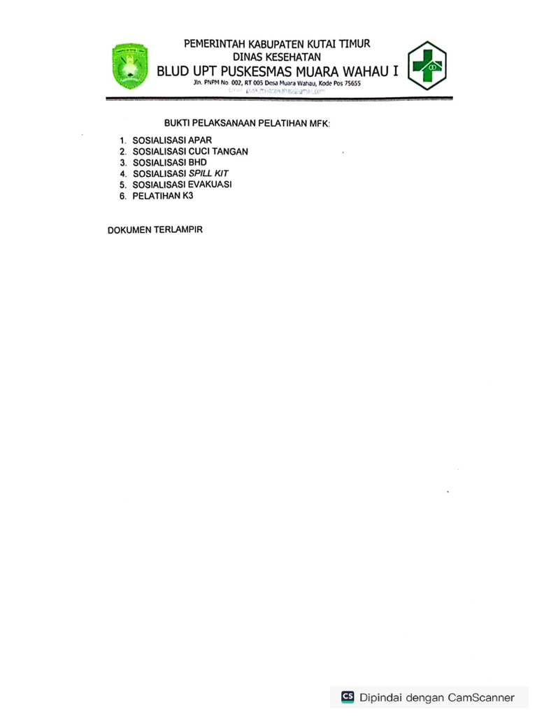 bukti pelaksanaan pelatihan mfk | PDF