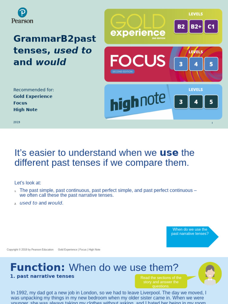 Grammar B2 - 2 Past Tenses, Used To and Would | PDF | Verb | Language ...