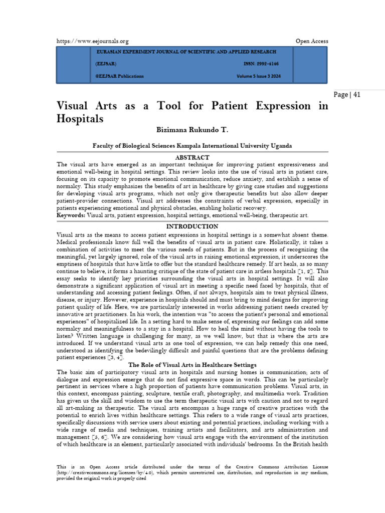 Visual Arts As A Tool For Patient Expression in Hospitals (WWW - Kiu.ac ...