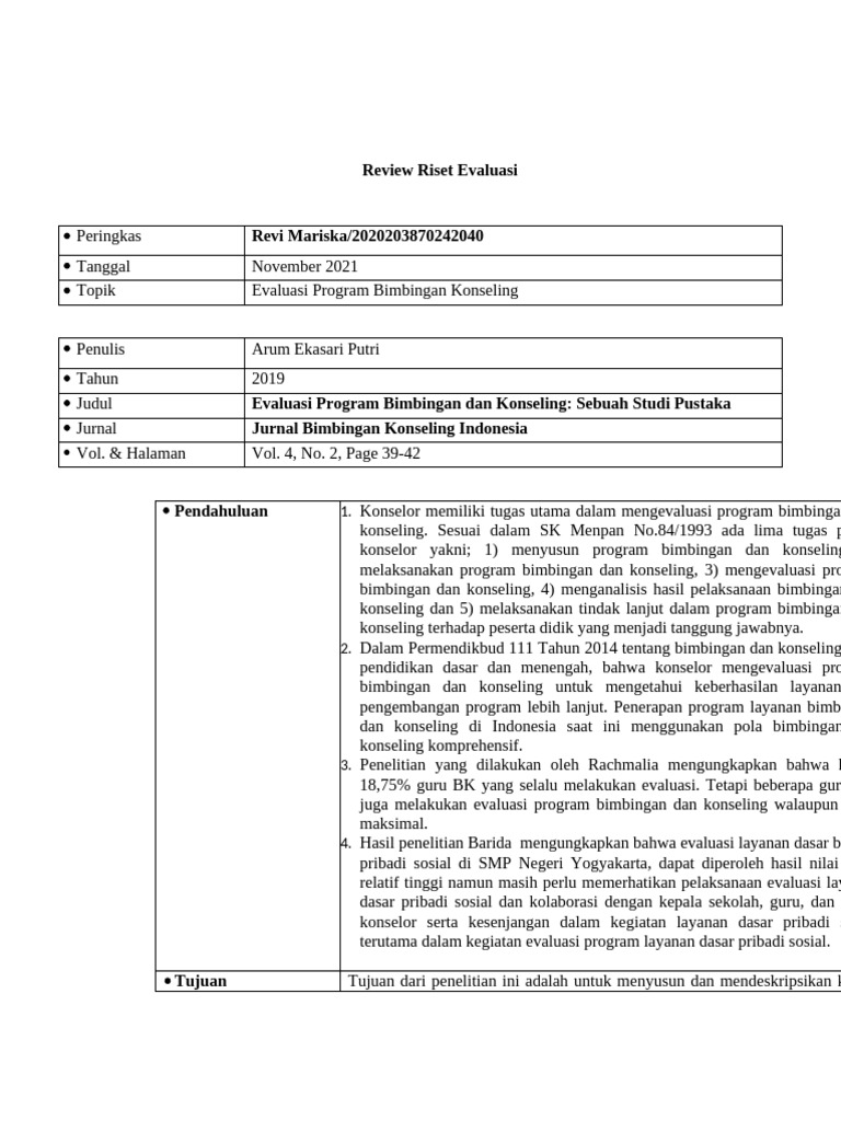 Review Riset Evaluasi | PDF