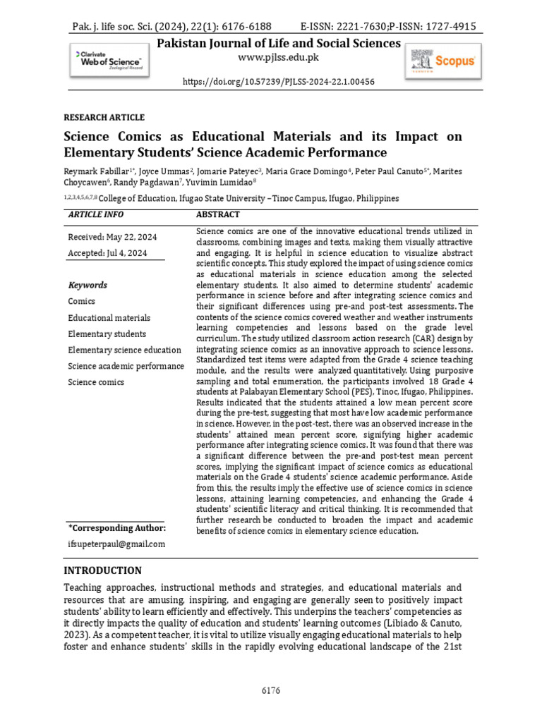 Science Comics As Educational Materials and Its Impact On Elementary ...