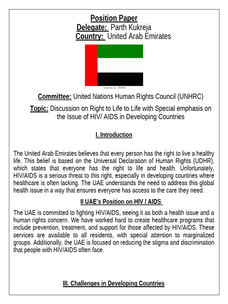United Arab Emirates - Position - Paper | PDF | Hiv/Aids | United Arab ...