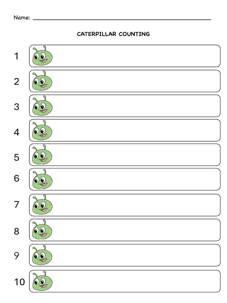 Math Caterpillar Painting Counting Oct 9 | PDF