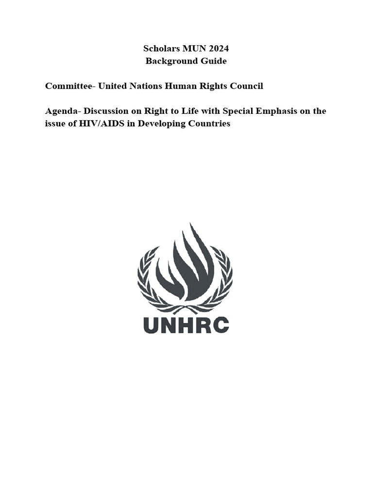MUN 2024: UNHRC & HIV/AIDS Focus | PDF | Hiv/Aids | Management Of Hiv/Aids