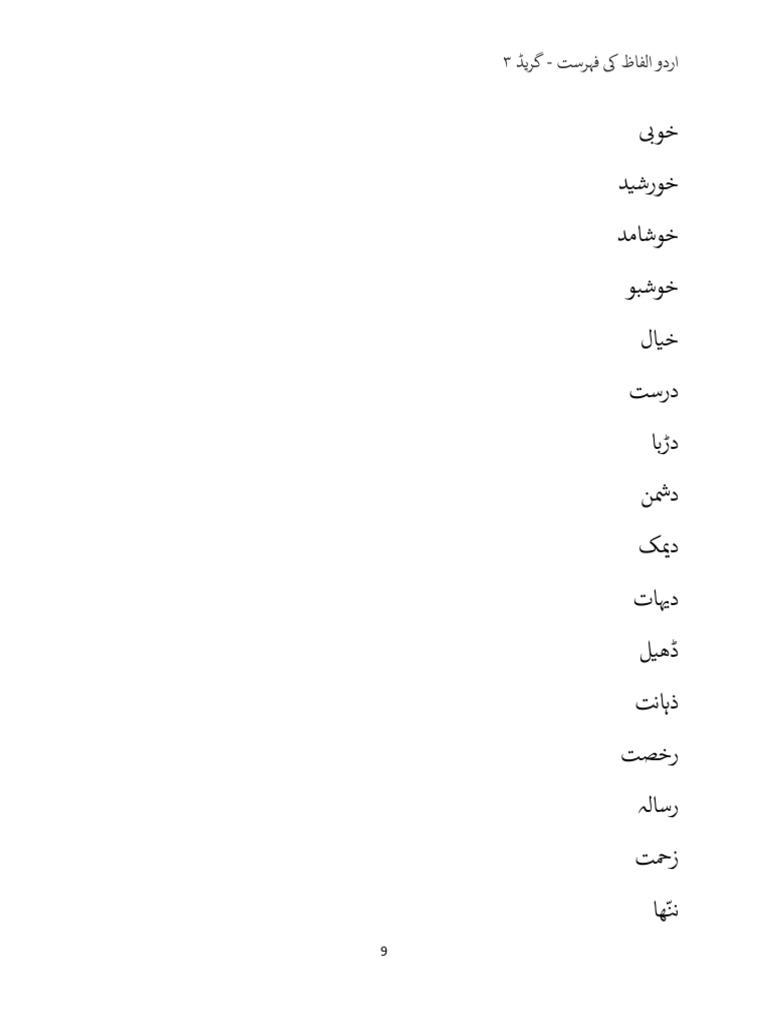 Urdu Word List 26 26 | PDF
