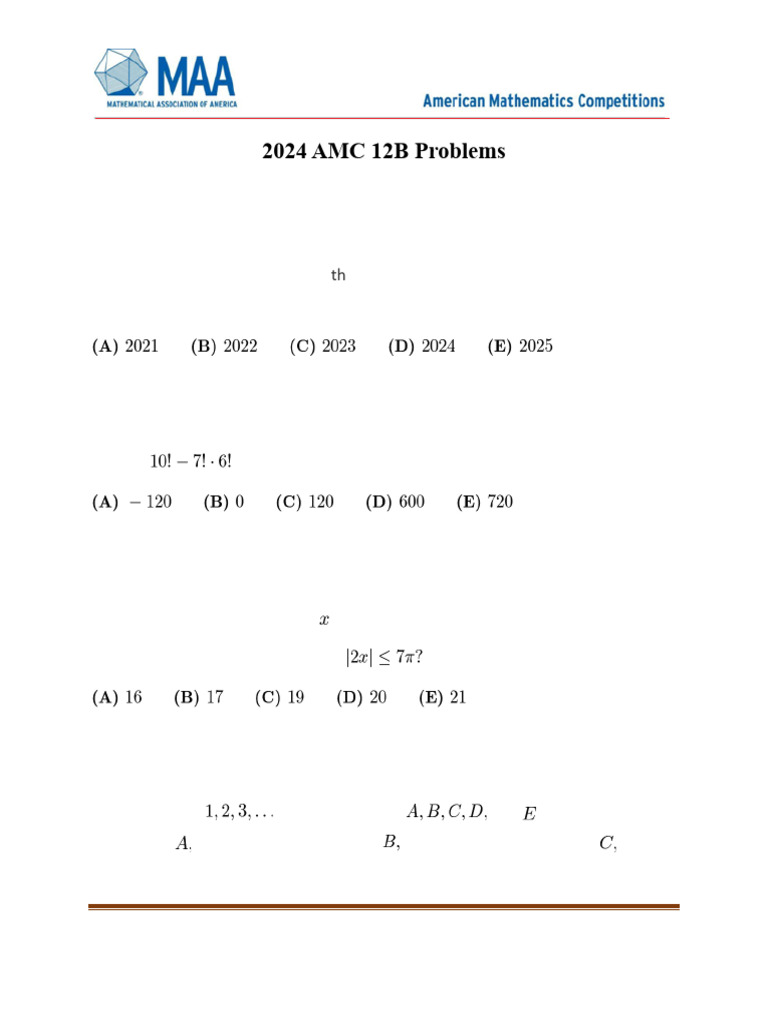 AMC 12B Math Problems | PDF | Triangle | Complex Number