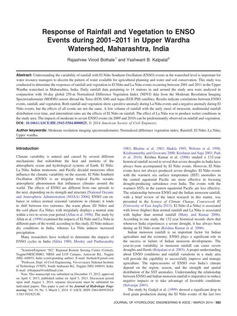 Response of Rainfall and Vegetation To ENSO | PDF | Earth Sciences | Physical Geography