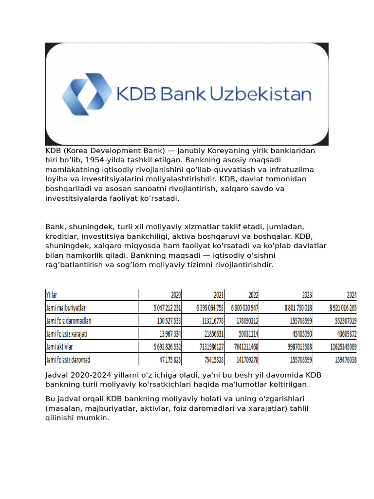 KDB Bank Uz | PDF