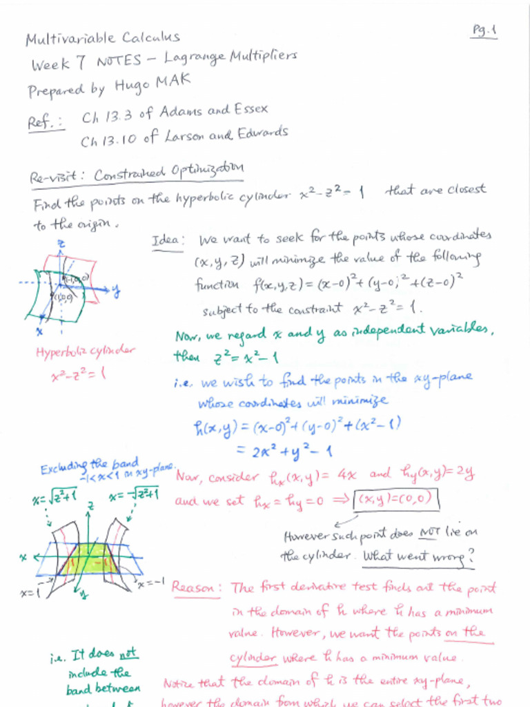 Week 7 - Lagrange Multipliers | PDF
