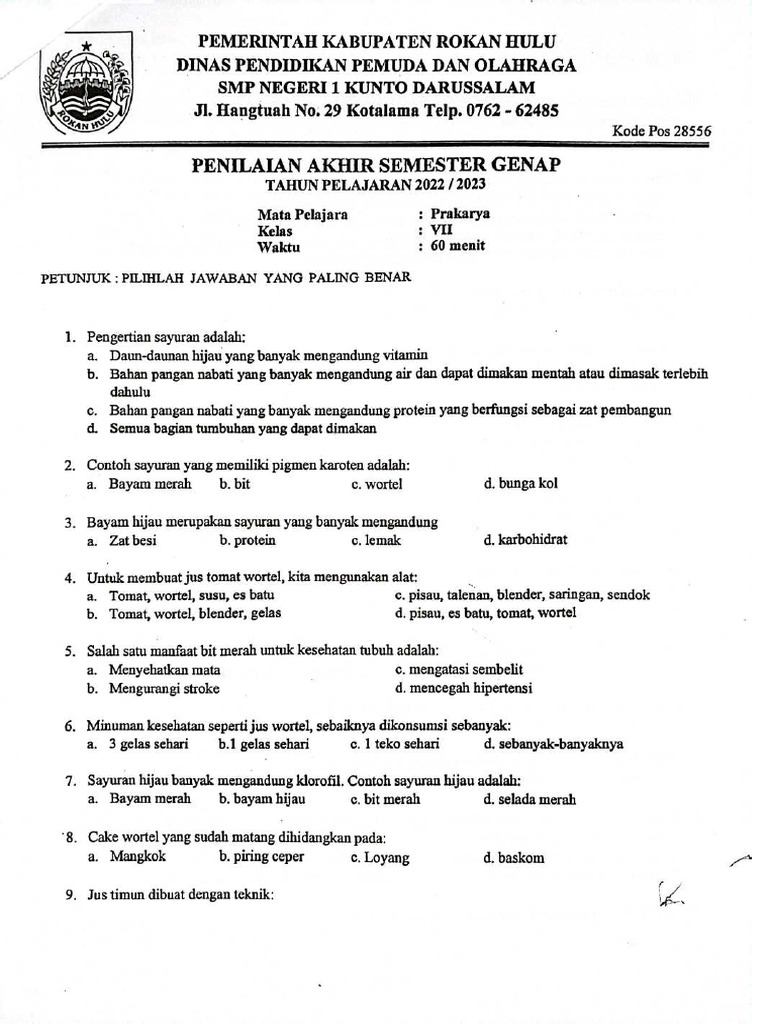 Penilaian Akhir Semester Genap | PDF