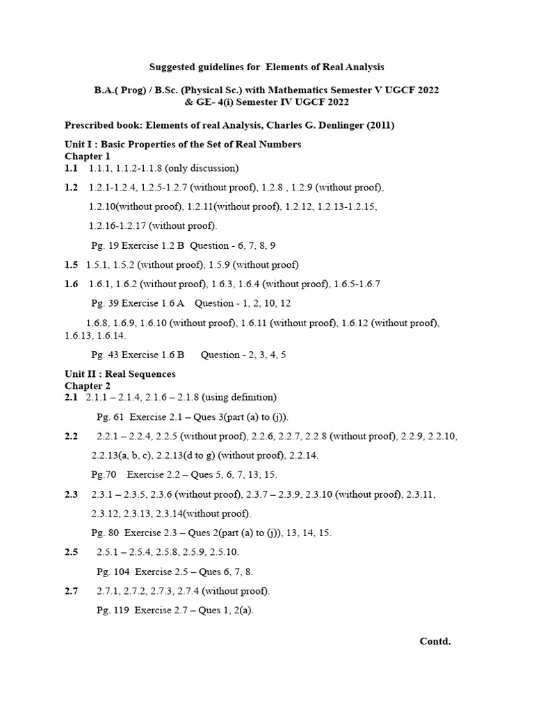 Guidelines of Elements of real anal UGCF 2022 | PDF | Mathematical Proof | Series (Mathematics)
